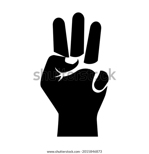Black Silhouette Three Figures Hand Gestures Stock Vector (Royalty Free ...