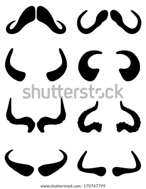Black Silhouettes Buffalo Horns Vector Stock Vector (Royalty Free ...