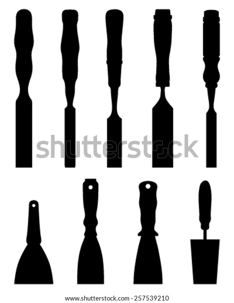 Black Silhouettes Chisels Vector: เวกเตอร์สต็อก (ปลอดค่าลิขสิทธิ์ ...