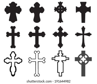 Big Set Black Silhouettes Crosses Vector 库存矢量图（免版税）193858289 | Shutterstock