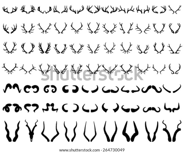 Black Silhouettes Different Horns Vector Stock Vector (Royalty Free ...