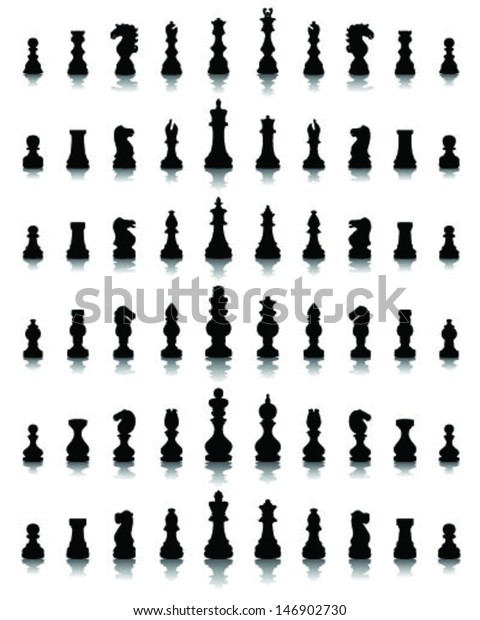 Black Silhouettes Shadows Chess Pieces Vector Stock Vector (Royalty ...