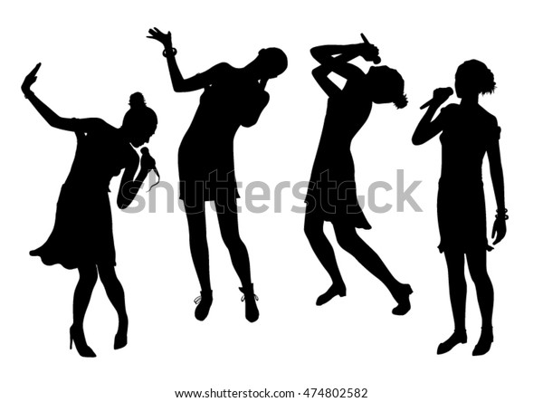 Black Singing People Silhouettes Set Stock Vector (Royalty Free ...