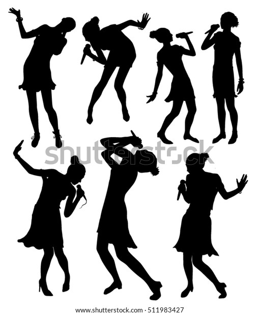 Black Singing People Silhouettes Set Stock Vector (Royalty Free) 511983427
