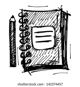 Black Sketch Drawing Notebook Stock Vector (Royalty Free) 142374457 ...