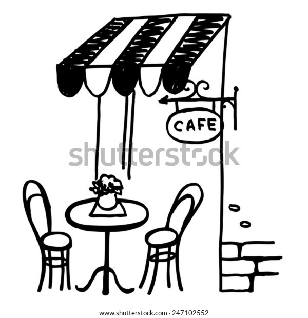 Black Sketch Hand Drawn Bistro Paris Stock Vector (Royalty Free) 247102552