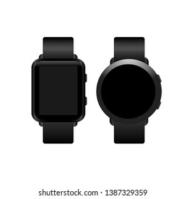 Black Smart Watches Different Shapes Made Stock Vector (Royalty Free ...