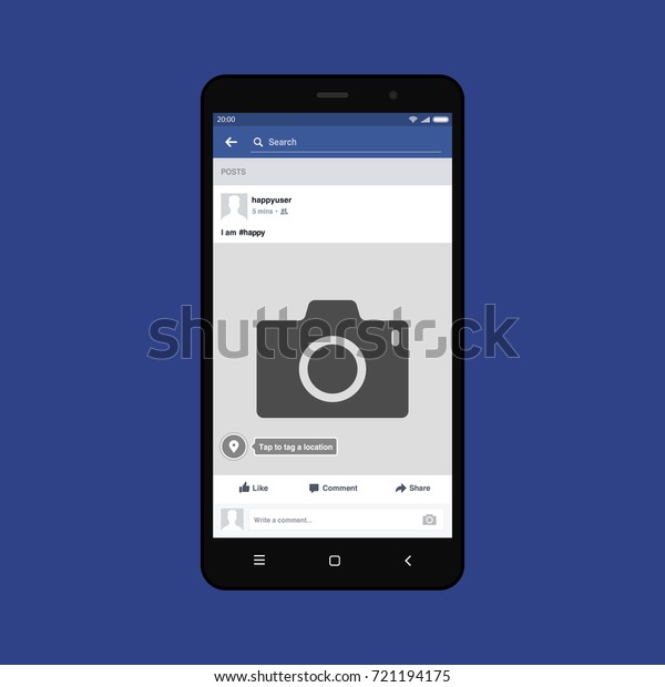 Black Smartphone Facebook On Screen Modern Stock Vector (Royalty Free ...