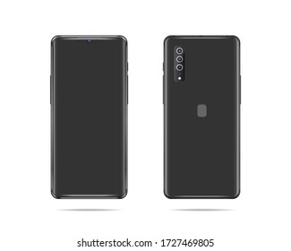 Black Smartphone Front Back Sides Isolated Stock Vector (Royalty Free ...