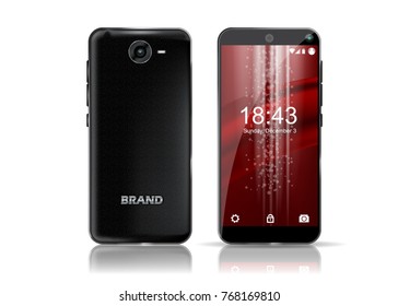 Black Smartphone Front Back View Nice Stock Vector (Royalty Free ...