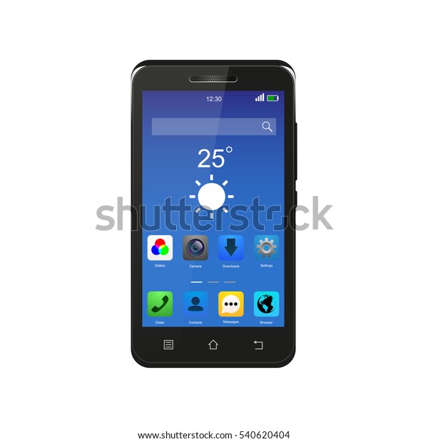 Black Smartphone Menu Icons Isolated On Stock Vector (Royalty Free ...