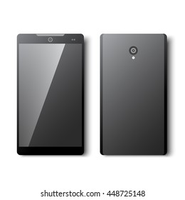 Black Smartphone Front Back View Isolated Stock Vector (Royalty Free ...