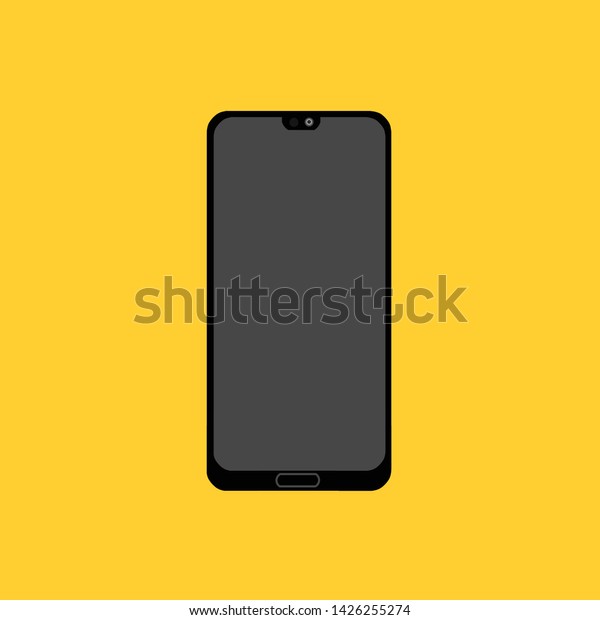 Black Smartphone Yellow Background Stock Vector (Royalty Free ...