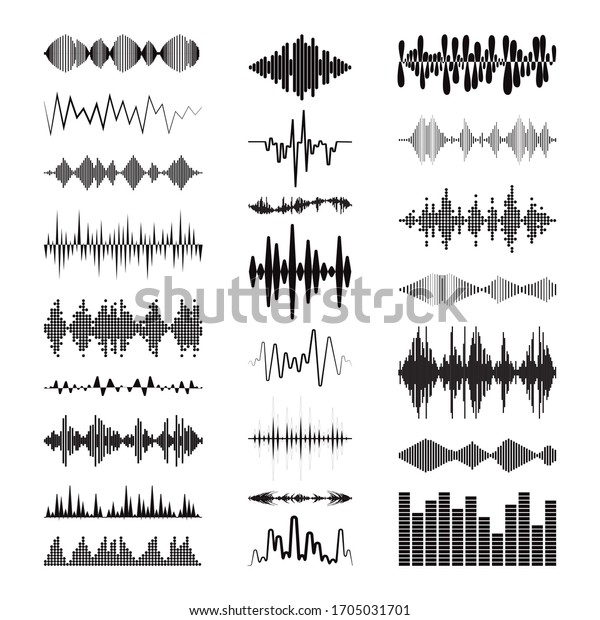 Black Sound Waves Logo Collection Audio Stock Vector (Royalty Free ...