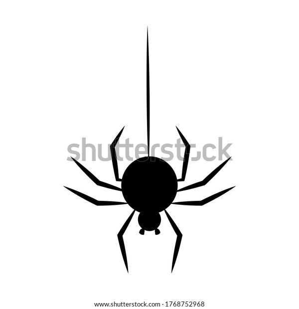 Black Spider Hanging On Thread Halloween Stock Vector (Royalty Free ...
