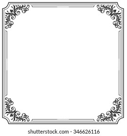 Black Square Decorative Frame Vignettes Letter Stock Vector (Royalty ...