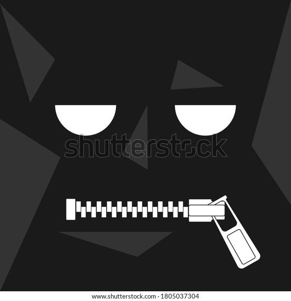 Black Square Face Avatar Zipper Mouth Stock Vector (Royalty Free ...