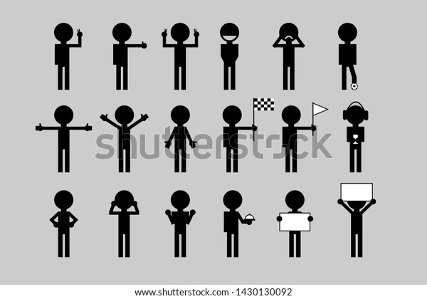 Black Stick Man Many Standing Activity Stock Vector (Royalty Free ...