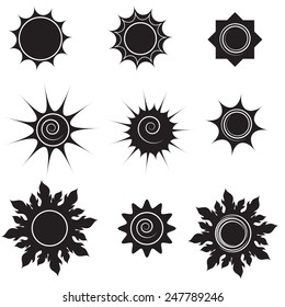Black Sun Icon Set Stock Vector (Royalty Free) 247789246 | Shutterstock