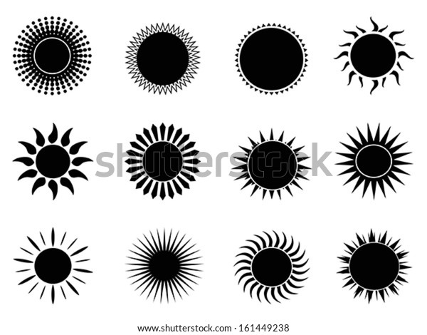 Black Sun Icons Set Stock Vector (Royalty Free) 161449238