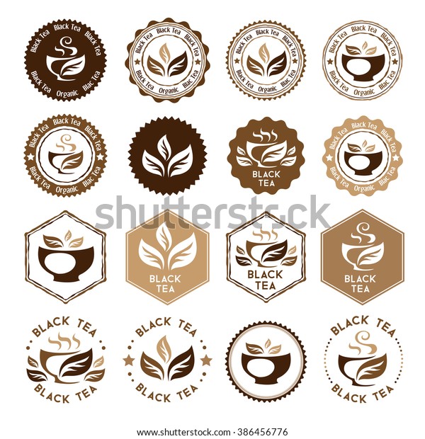 Black Tea Package Decorations Stickers Stamps Stock Vector (Royalty ...