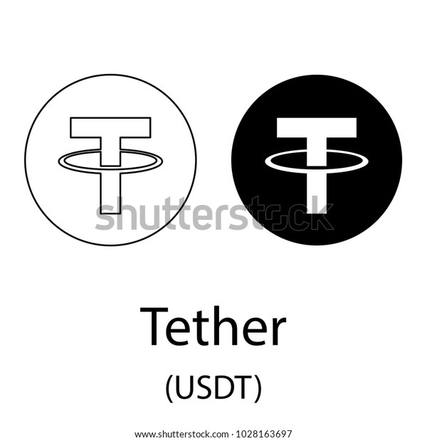 Black Tether Cryptocurrency Symbol Isolated On Stock Vector (Royalty ...