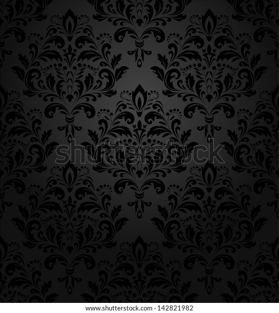 Black Texture Tile Wallpaper Floral Pattern Stock Vector (Royalty Free ...