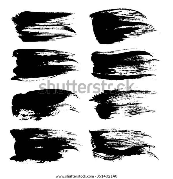 Black Thick Textured Ink Smears Isolated Stock Vector (Royalty Free ...
