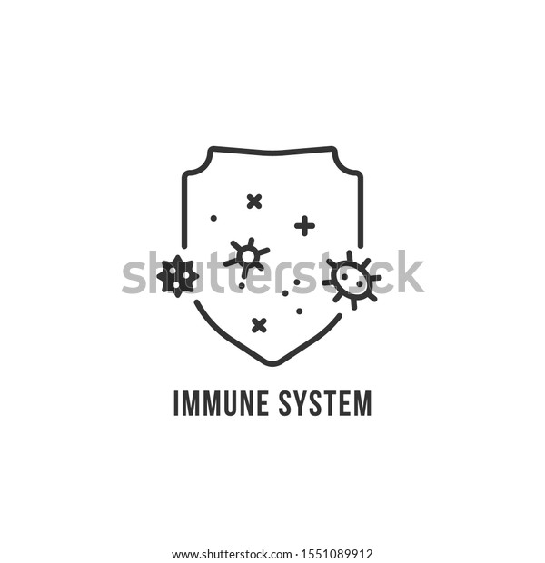 Black Thin Line Immune System Logo Stock Vector (Royalty Free) 1551089912