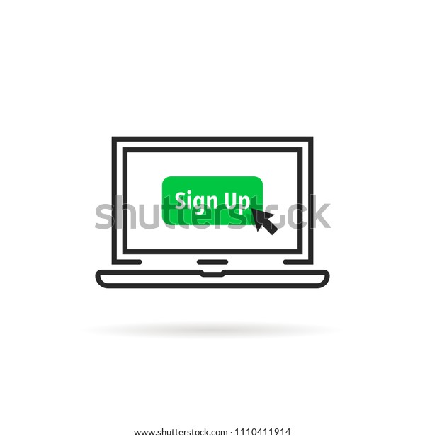 Black Thin Line Laptop Sign Button Stock Vector (Royalty Free ...