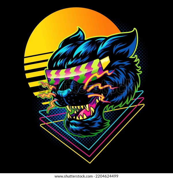 Black Tiger Head Retro Style Stock Vector (Royalty Free) 2204624499 ...