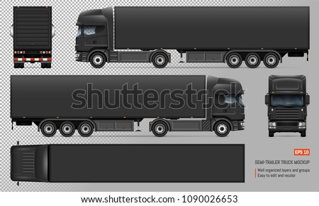 Black Trailer Truck Vector Mockup Isolated Stock-Vektorgrafik ...