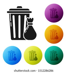 Black Trash Can Garbage Bag Icon Stock Vector (Royalty Free) 1512286286 ...
