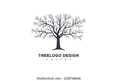 Black Tree Logo Design Isolated On Stock Vector (Royalty Free ...
