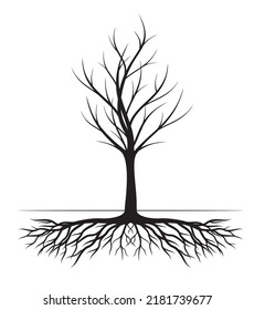 Black Tree Roots Vector Outline Illustration Stock Vector (Royalty Free ...