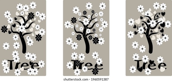 Black Tree White Flowers Stock Vector (Royalty Free) 1960591387 ...