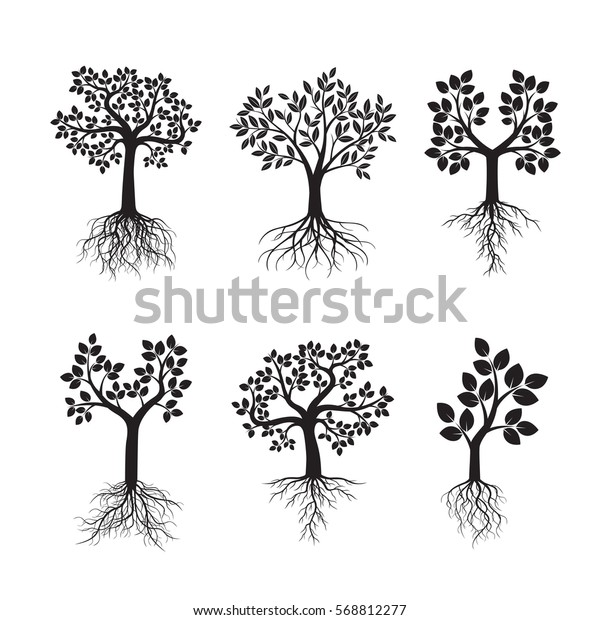 Black Trees Roots Vector Illustration Stock Vector (Royalty Free ...