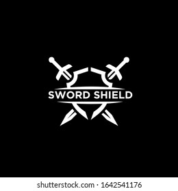 Black Two Sword Shield Logo Icon Stock Vector (Royalty Free) 1642541176 ...