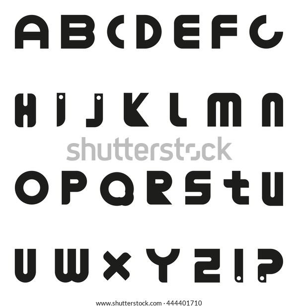 Black Vector Font Minimalist Alphabet: เวกเตอร์สต็อก (ปลอดค่าลิขสิทธิ์ ...