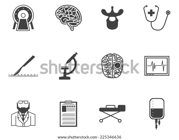 Black Vector Icons Neurosurgery Set Black: Stock-Vektorgrafik ...