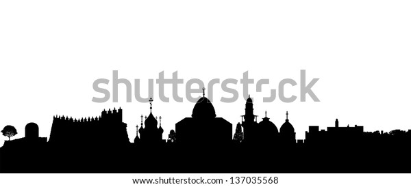 Black Vector Jerusalem Silhouette Skyline Stock Vector (Royalty Free ...
