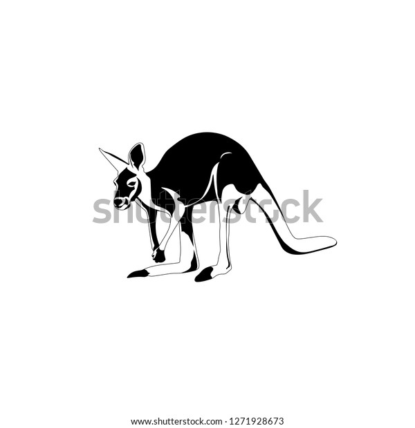 Black Vector Kangaroo On White Background Stock Vector (Royalty Free ...