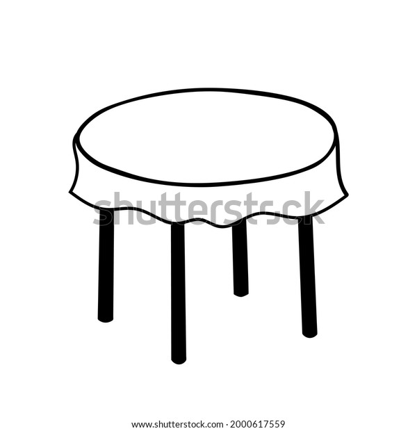 Black Vector Outline Illustration Round Table Stock Vector (Royalty ...