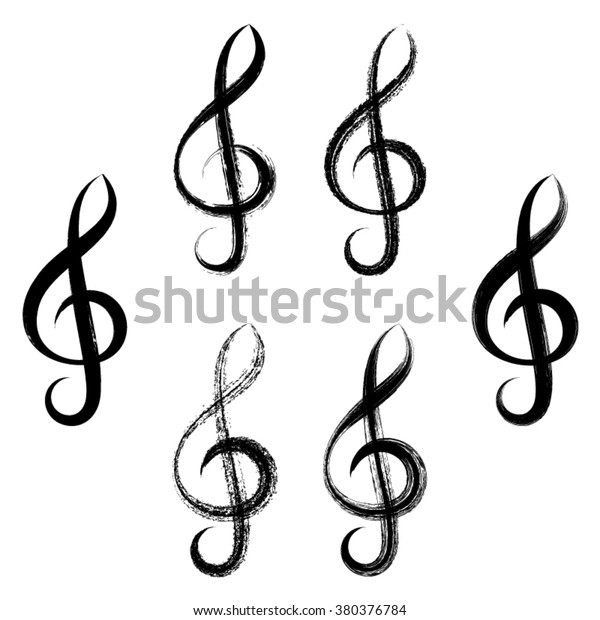Black Vector Treble Clef Icons Brush Stock Vector (Royalty Free) 380376784