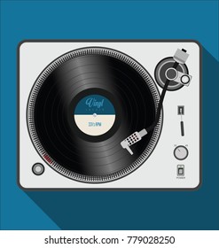 Black Vinyl Record Disc Flat Concept Stock Vector (Royalty Free ...