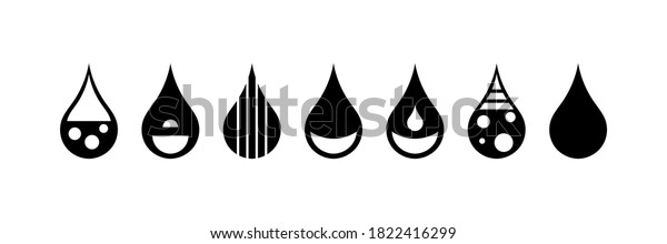 Black Water Droplet Vector Set Stock Vector (Royalty Free) 1822416299 ...