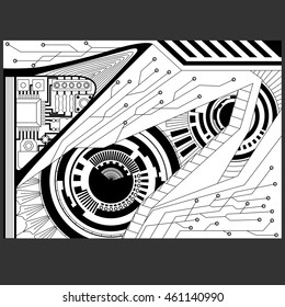 Black White Abstract Technology Design Background Stock Vector (Royalty ...