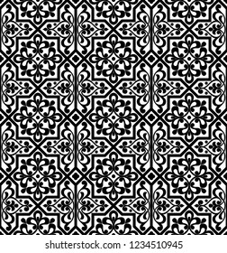 Black White Arabic Geometric Seamless Pattern Stock Vector (Royalty ...