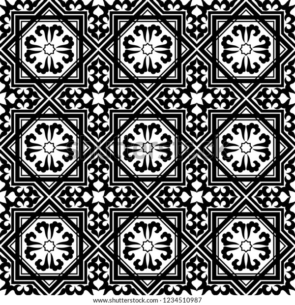 Black White Arabic Geometric Seamless Pattern Stock Vector (Royalty ...