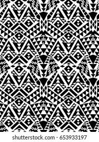 Black White Aztec Design Seamless Background Stock Vector (Royalty Free ...